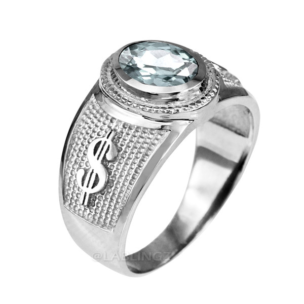 Sterling Silver Cash Money Dollar CZ Birthstone Ring