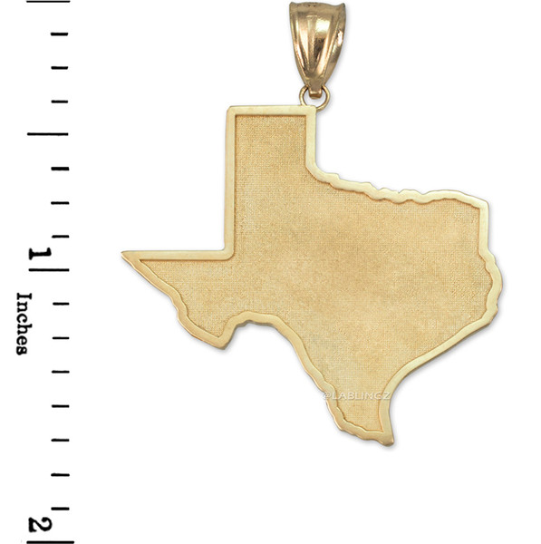 Yellow Gold Textured Men's Large Texas State Map Pendant