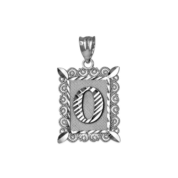 Sterling Silver Filigree Alphabet Initial Letter "O" DC Pendant Necklace