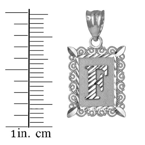 Sterling Silver Filigree Alphabet Initial Letter "F" DC Charm Necklace
