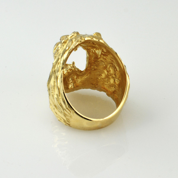 Roaring Lion Mens DC Ring in Yellow Gold