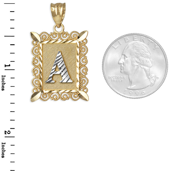 Gold Filigree Alphabet Letter Initial A-Z Large Personalized Pendant ...