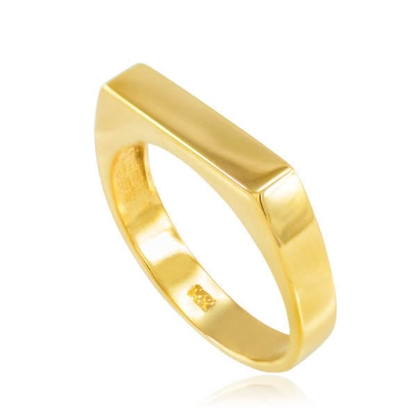 Elegant Gold Stackable Rectangular Signet Pinky Ring | LA Blingz