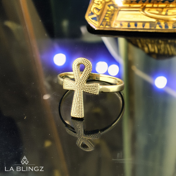 Gold Ankh Symbol Ring for Women – 10K & 14K Yellow, White, Rose Gold