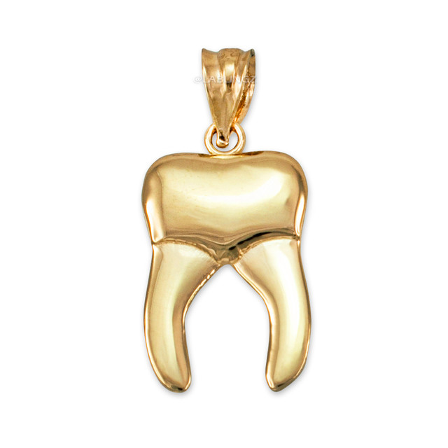 Polished Gold Molar Tooth Dental Charm Necklace