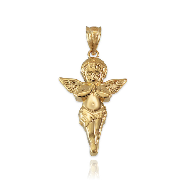 Yellow Gold Angel Pendant Necklace