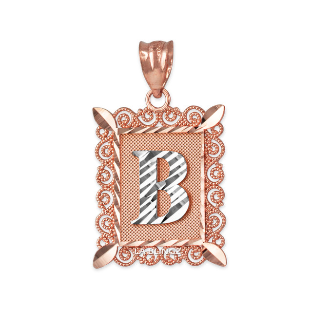 Rose Gold Filigree Alphabet Letter Initial A-Z Personalized Charm ...
