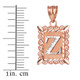 Two-tone Rose Gold Filigree Alphabet Initial Letter "Z" DC Charm Necklace
