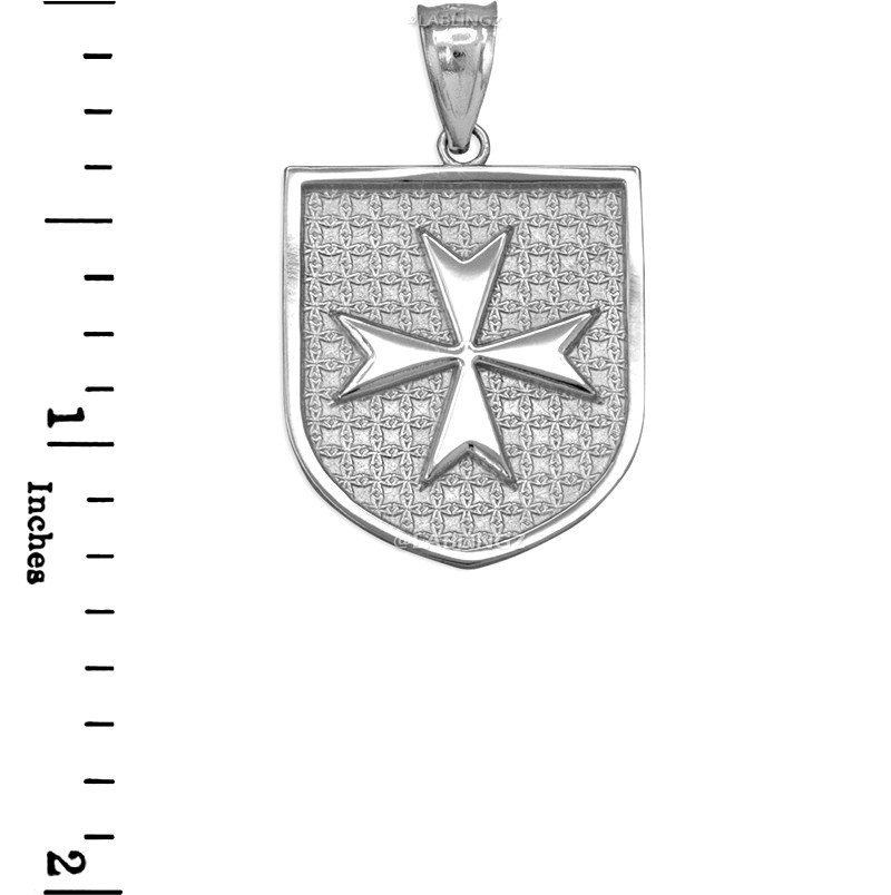 Sterling Silver Knights Hospitaller Maltese Cross Badge Pendant Necklace