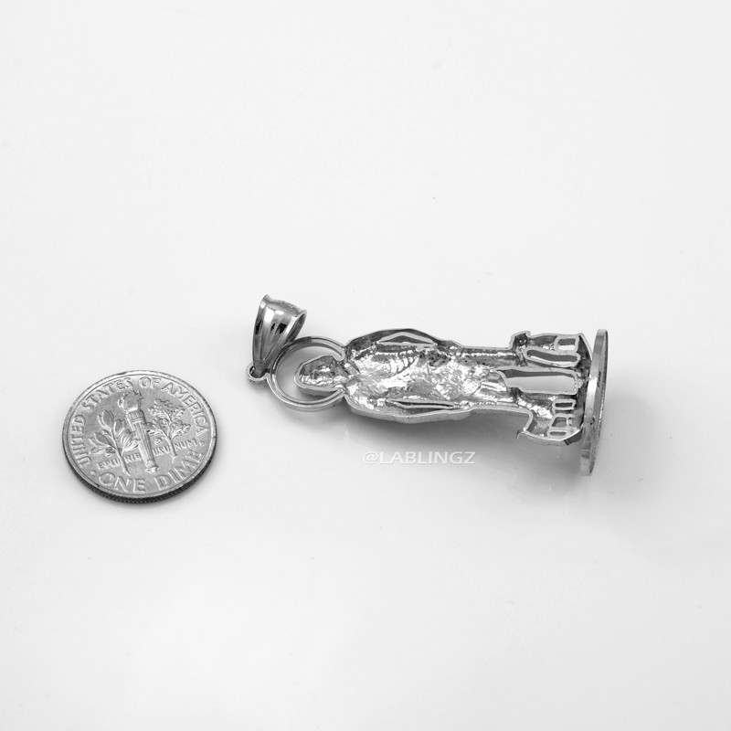 Sterling Silver Saint Lazarus Pray for Us Healing Dogs Statuette Pendant