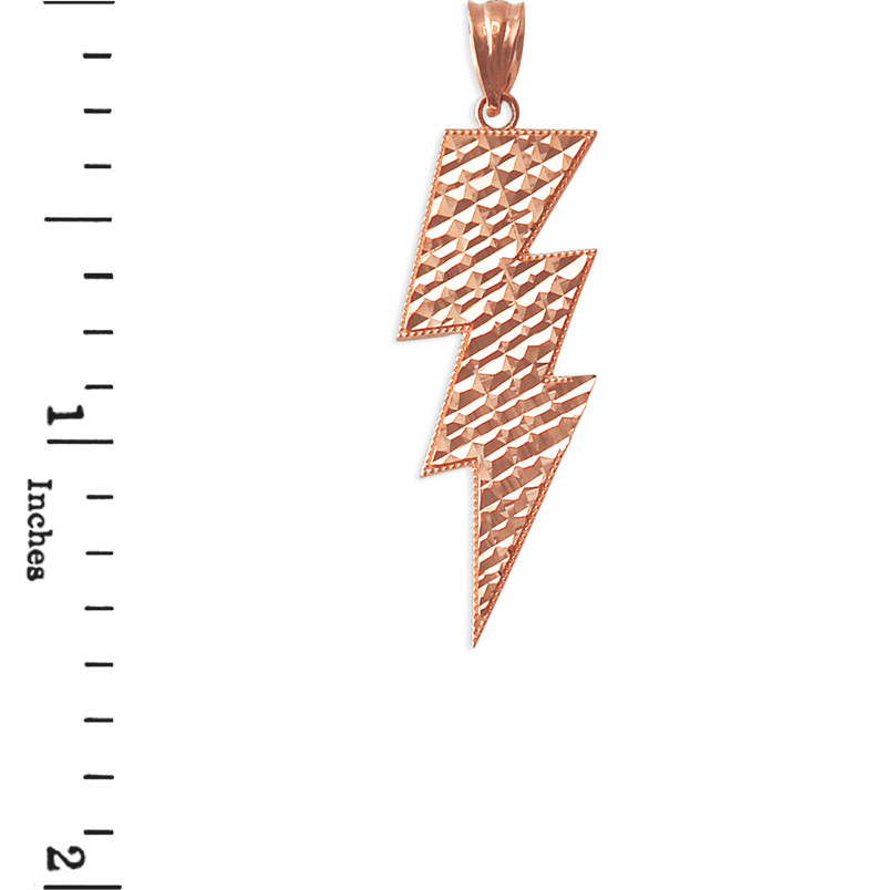 Rose Gold Lightning Bolt DC Pendant Necklace