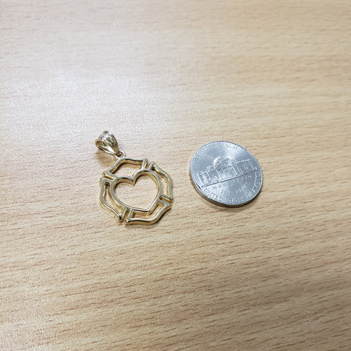 Yellow Gold Firefighter Heart Pendant Necklace