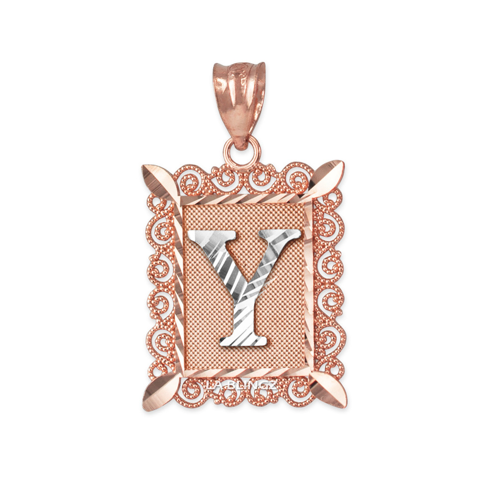 Rose Gold Filigree Alphabet Letter Initial A-Z Personalized Charm ...