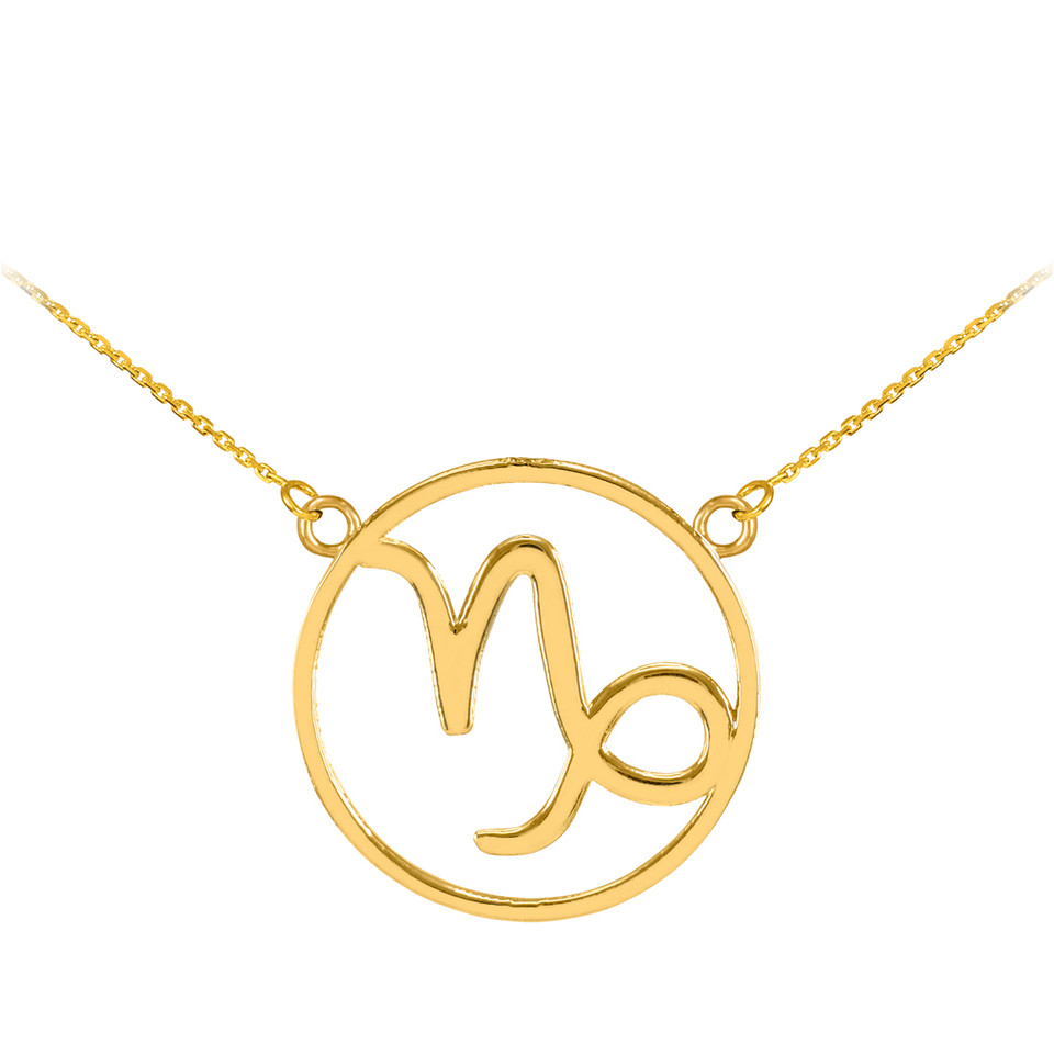 14K Gold Capricorn Zodiac Sign Necklace