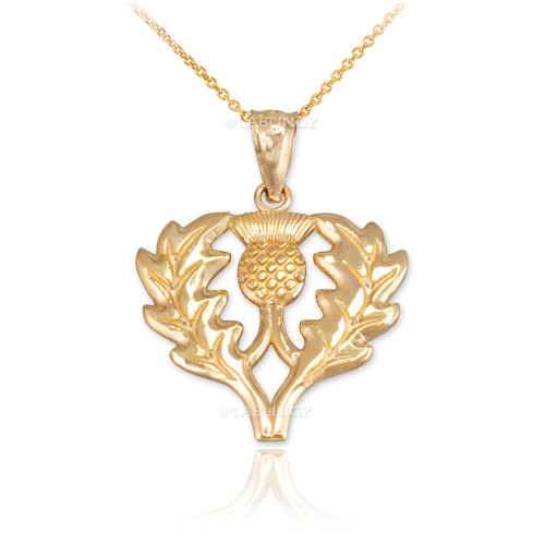 Gold Scottish Thistle Pendant Necklace