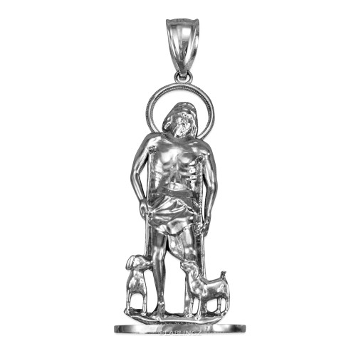 Sterling Silver Saint Lazarus Pray for Us Healing Dogs Statuette Pendant