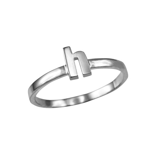 Polished White Gold Initial Letter H Stackable Ring