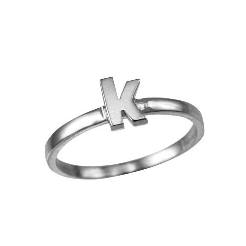 Sterling Silver Initial Letter K Stackable Ring