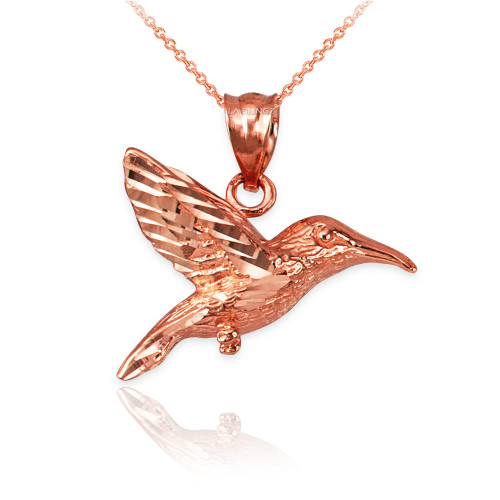 Rose Gold Hummingbird DC Charm Necklace