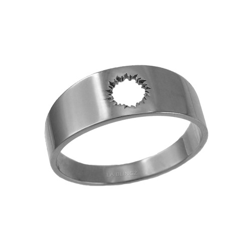 Polished Sterling Silver Bullethole Cut Out Ring Band