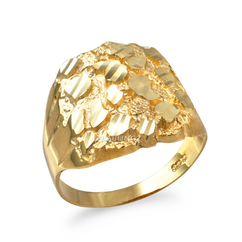 Yellow Gold Sparkle Cut Nugget Ring
