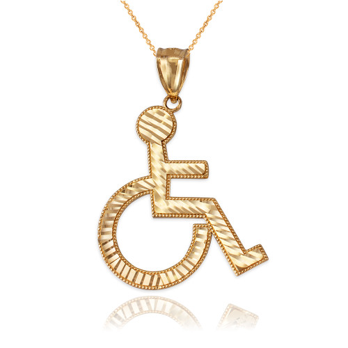 Gold Handicap Sign Wheelchair Emoji DC Pendant Necklace