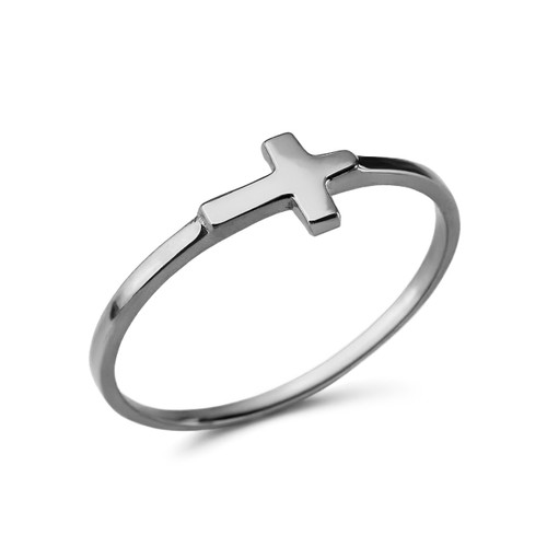 Sterling Silver Sideways Cross Stacking Ring for Women | Dainty ...
