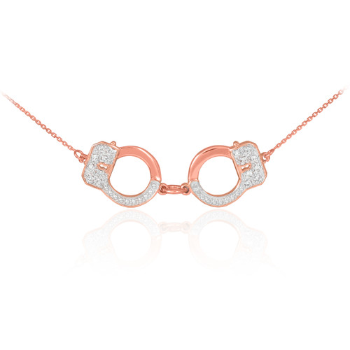Handcuffs Necklace | Rose Gold Handcuffs Necklace | 14k Rose Gold ...