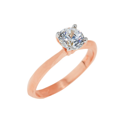 Rose Gold Round Cut CZ Ring | Engagement Rings