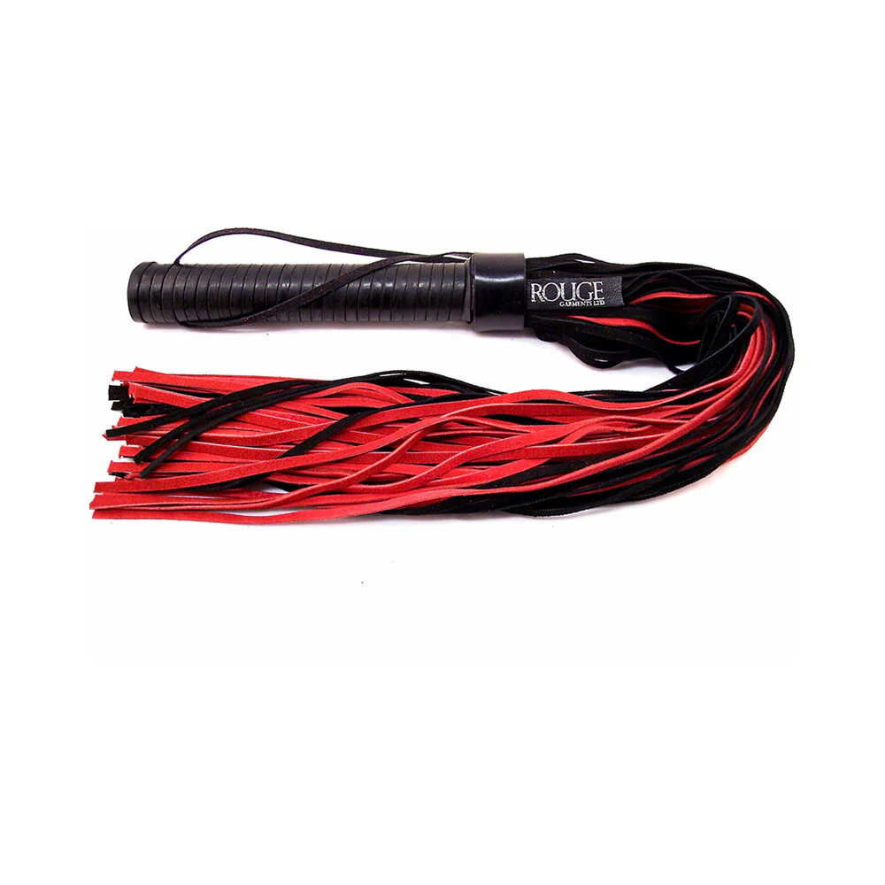 Rouge Suede Flogger with Leather Handle, Black & Red