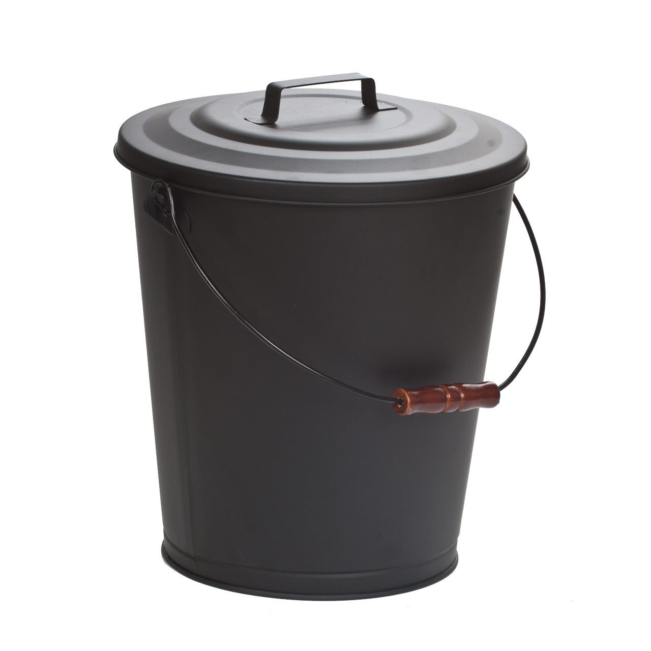 Black Steel Ash Bucket with Lid - 5 Gallon - Modern Hearth & Home