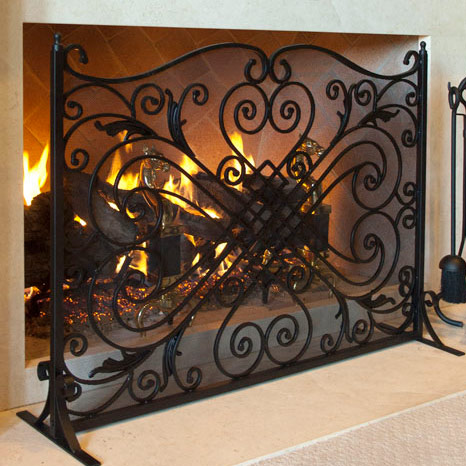 Arched Fireplace Panel Screen - Scroll Design - Modern Hearth & Home