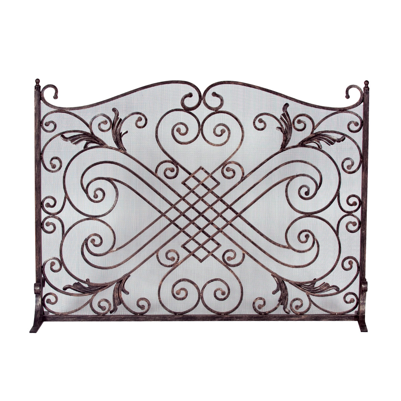 Arched Fireplace Panel Screen - Scroll Design - Modern Hearth & Home