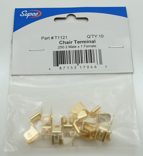 Supco Chair Terminal, 10 Pack, ¼" (.250") 2 Male x 1 Female, T1121 ...