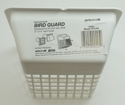 Deflect-O Universal Bird Guard, White, Fits over any 3" or 4" vent hood ...