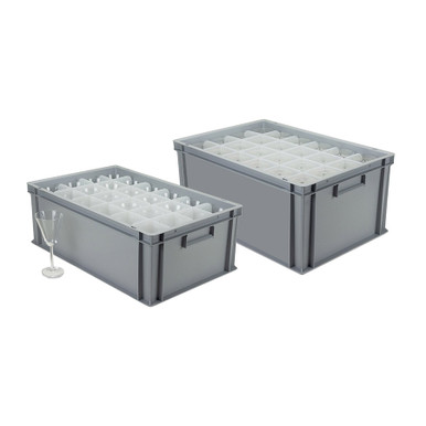 Premium 600x400mm Stacking Euro Glassware Storage Boxes With Compartments