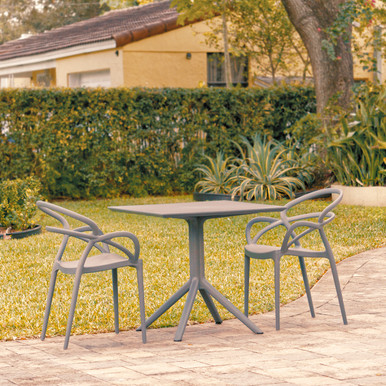 Mila Polypropylene 3 Piece Dining Set + 31 in. Sq. Table - Chair King B2B