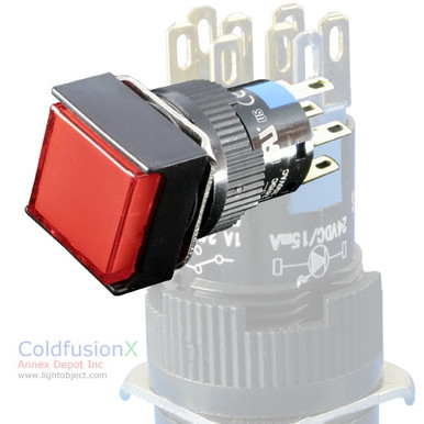 Square Red SPDT Push Button (momentary) Switch w/ light - LightObject ...