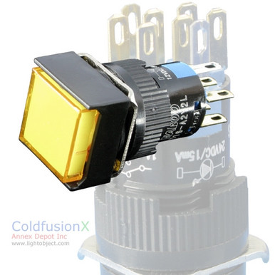 Square Orange SPDT Push Button (momentary) Switch w/ light ...