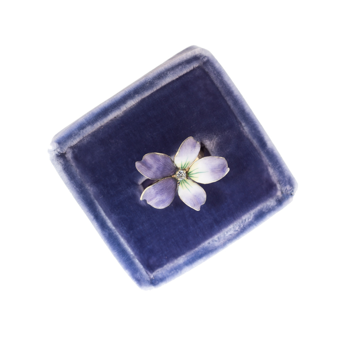 Antique Enamel Flower Ring with Diamond | Sugar et Cie | Flower Ring