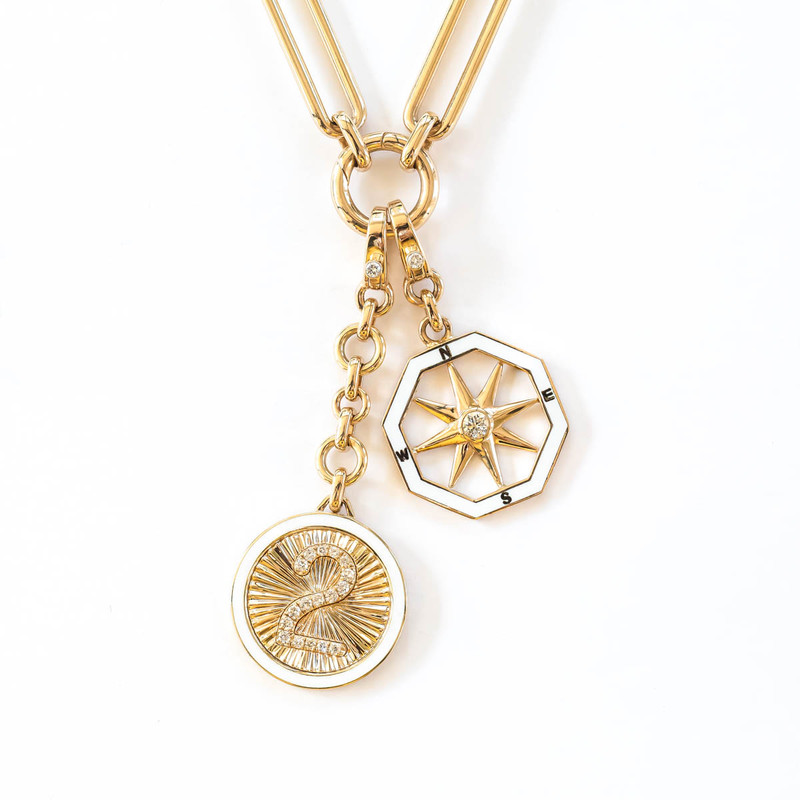 Diamond Compass Pendant in 14K Gold | Sugar et Cie