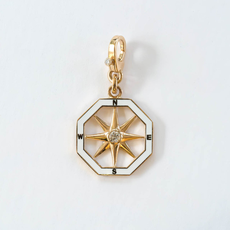 Diamond Compass Pendant in 14K Gold | Sugar et Cie