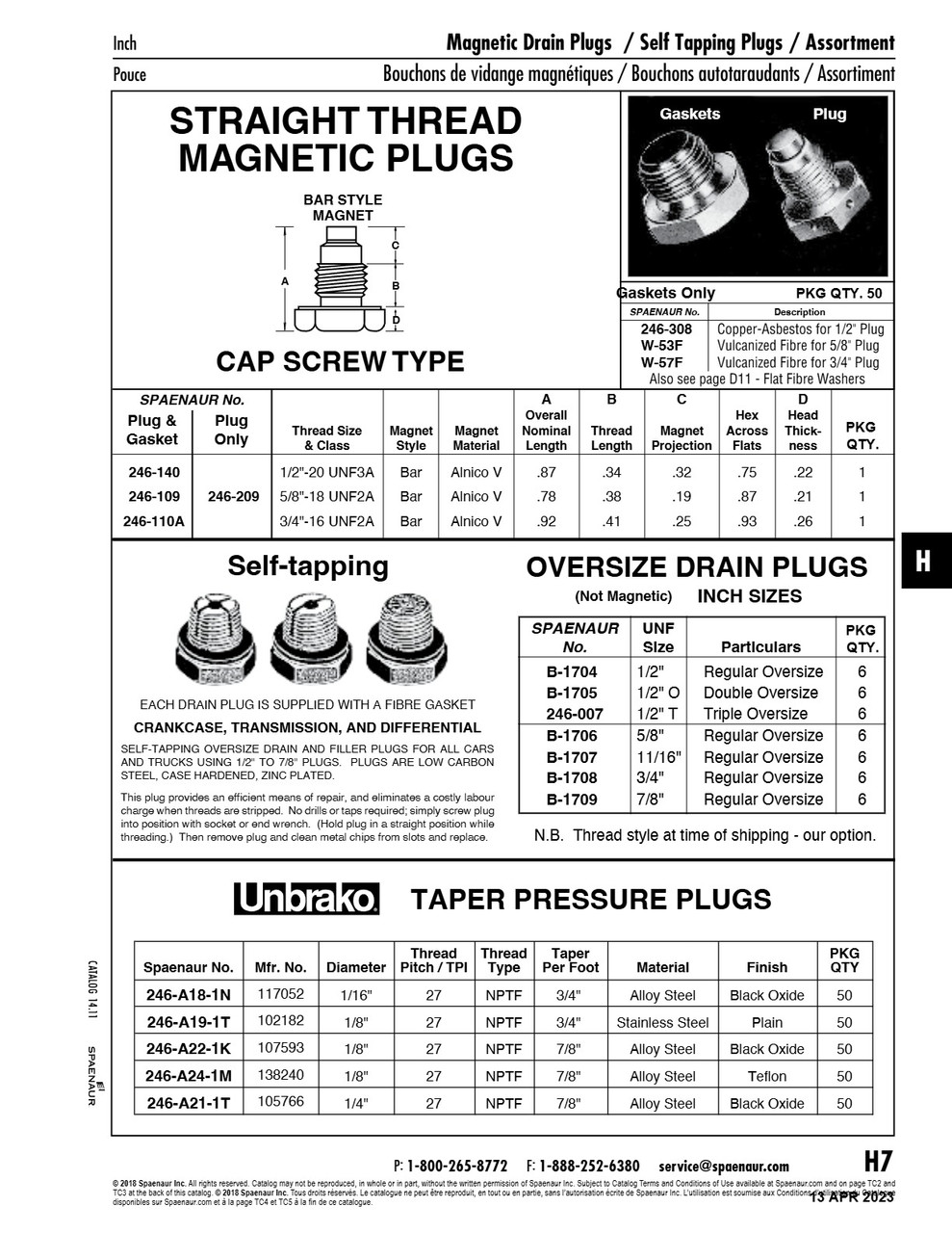 Magnetic Plug Straight Thread Cap Screw Type With Gasket 3/4"-16 Unf-2A ...