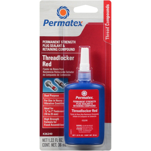 Red High Strength Threadlocker 36ml Bottle 26240 - Prairie Bearing & Bolt