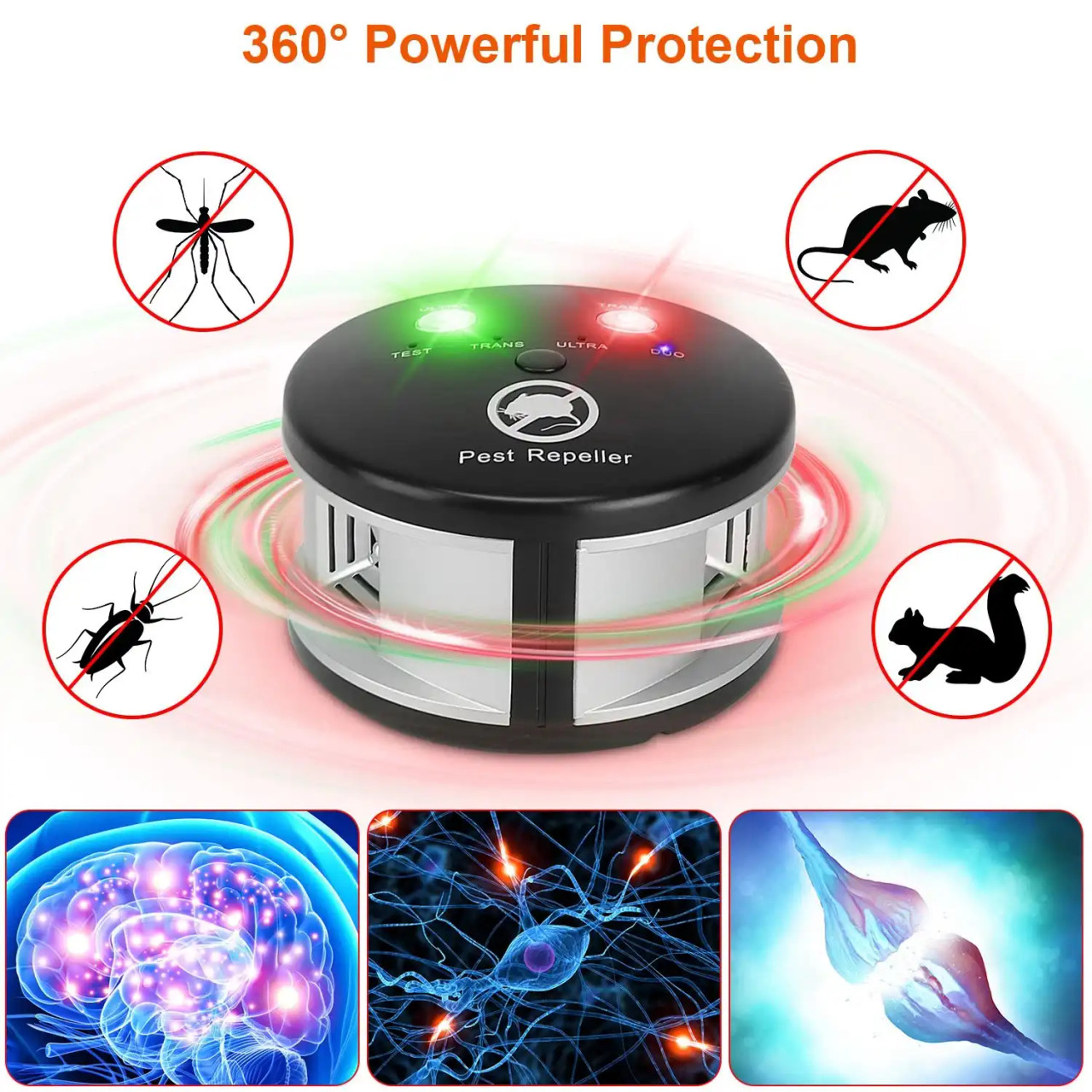 360° Ultrasonic Pest Repeller Electronic Plug-in Pest Control Mouse ...