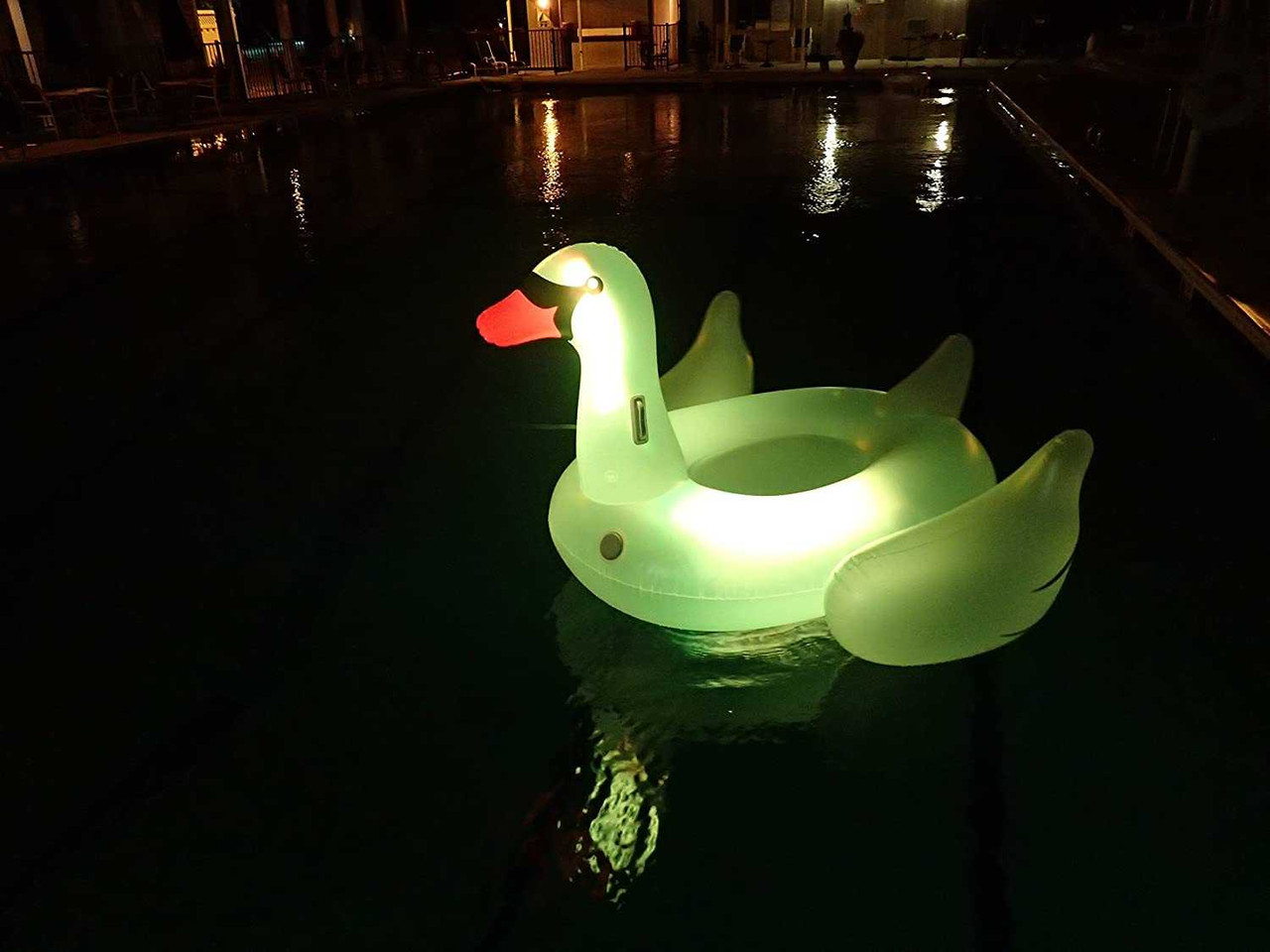 Swimline Giant Inflatable Transparent LED Light-up Ride-on Swan Pool Float
