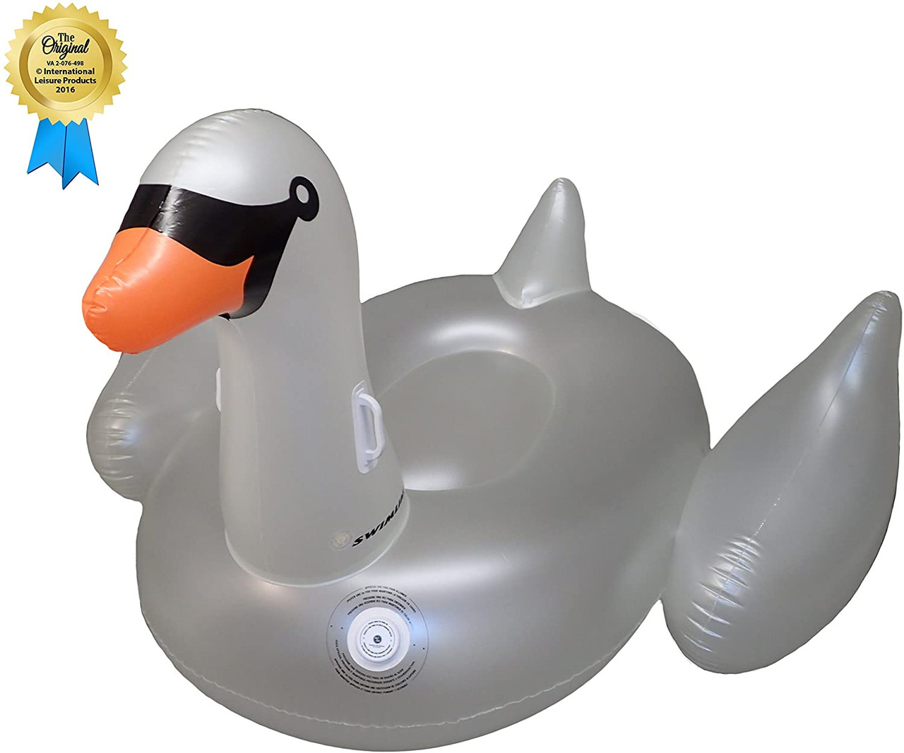 Swimline Giant Inflatable Transparent LED Light-up Ride-on Swan Pool Float