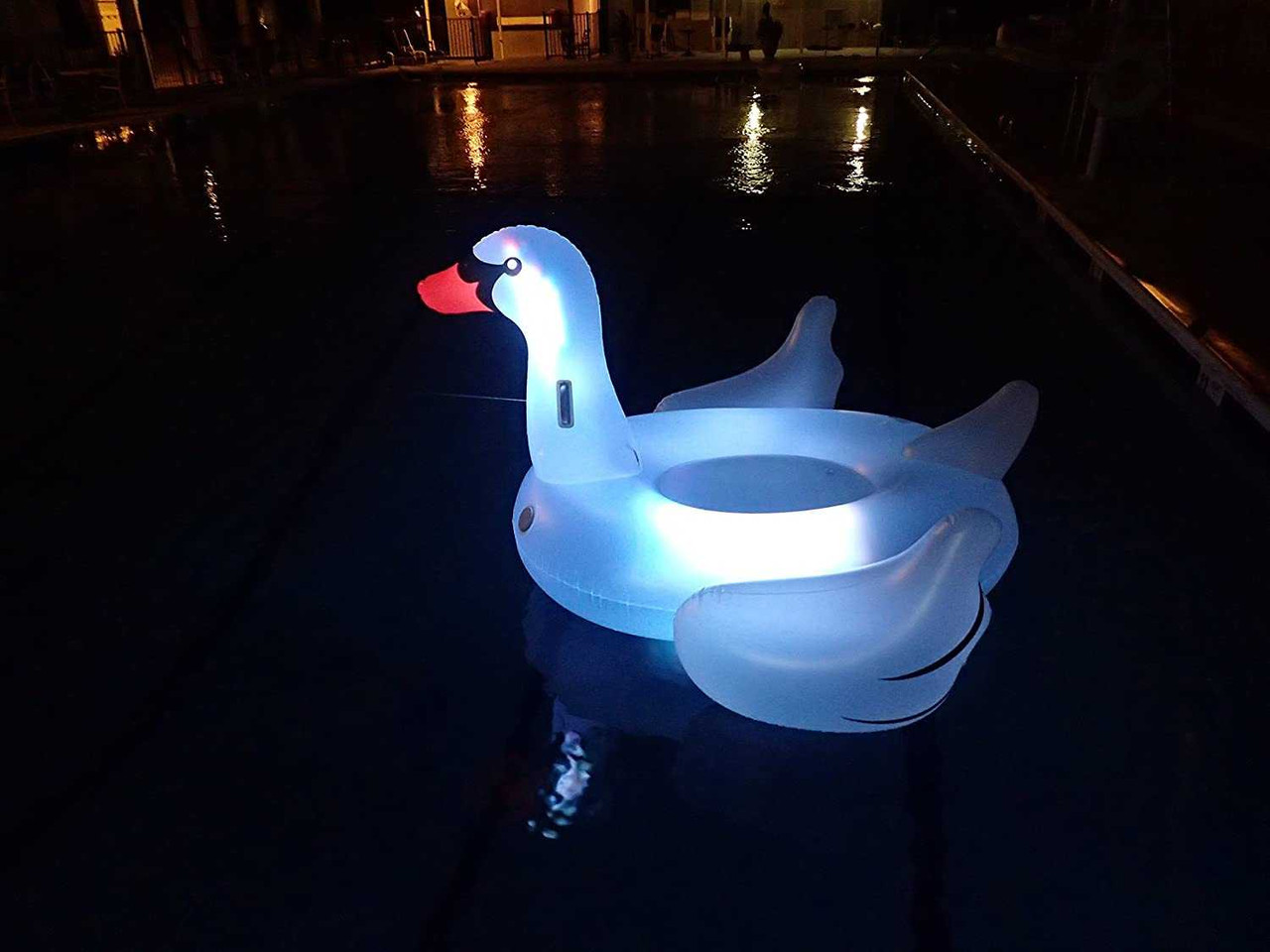 Swimline Giant Inflatable Transparent LED Light-up Ride-on Swan Pool Float Swimline Giant Inflatable Transparent LED Light-up Ride-on Swan Pool Float