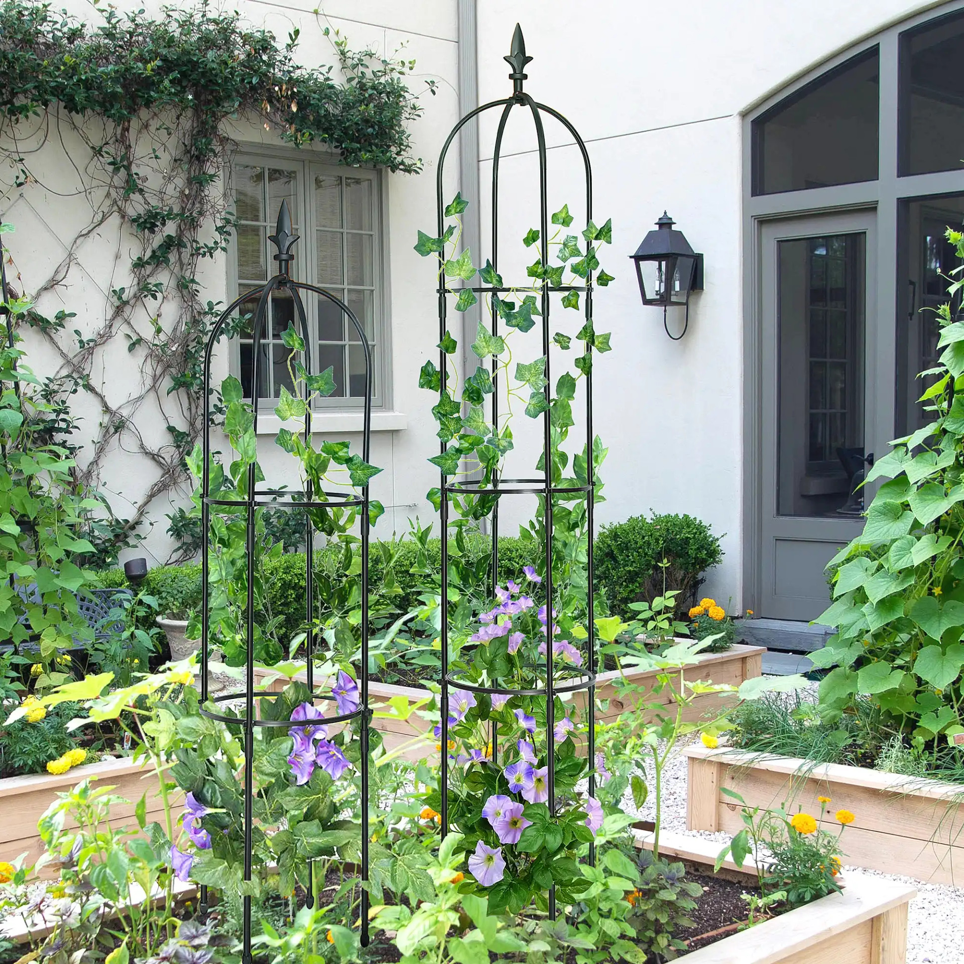 6.2ft Garden Obelisk Trellis; Lightweight Rustproof Plastic-Coated ...