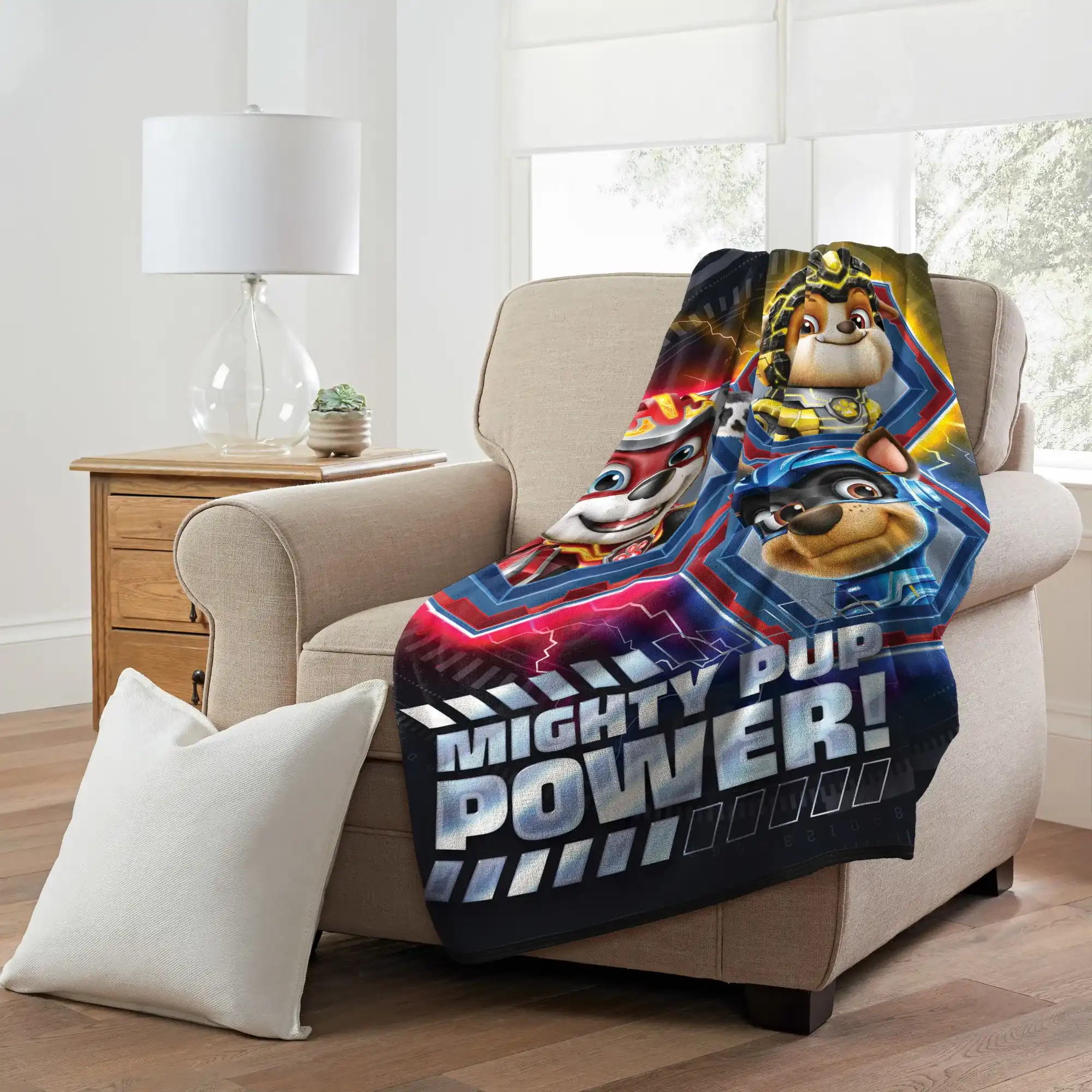 Nickelodeon Paw Patrol Movie Mighty Trio Silk Touch Sherpa Throw Blanket